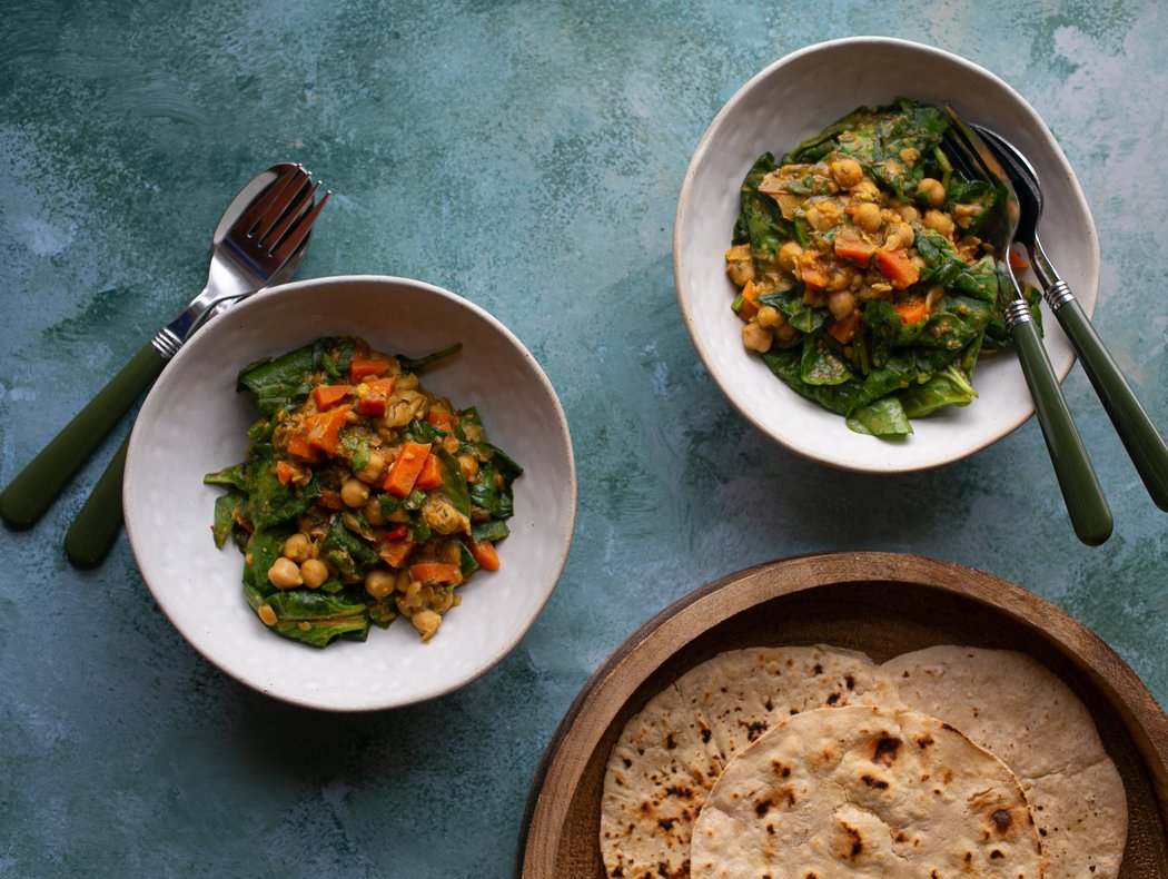 Curried chana and roti | Kidney Care UK